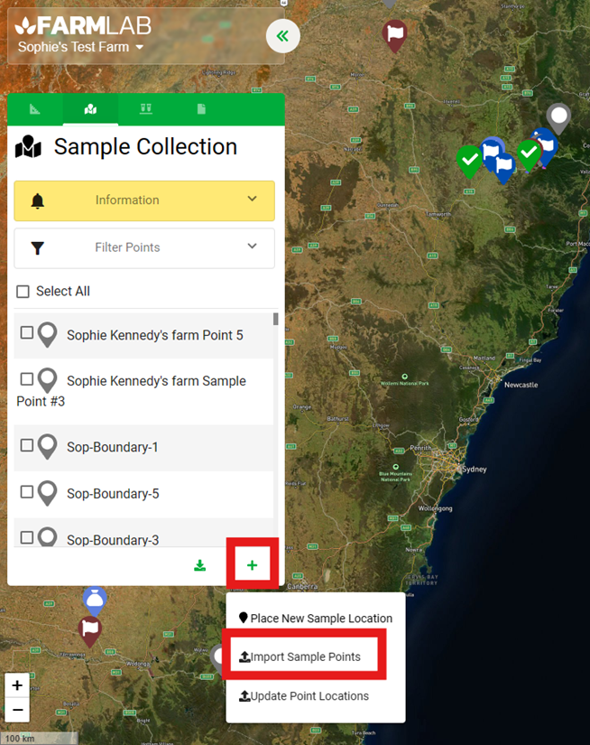 How to import points and samples collected externally from FarmLab to be used in the Clean ...
